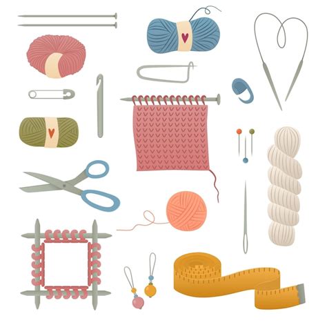 Premium Vector Needlework Tools For Sewing And Knitting Crafting