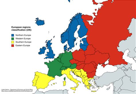 European Regions Classification By Un Maps On The Web