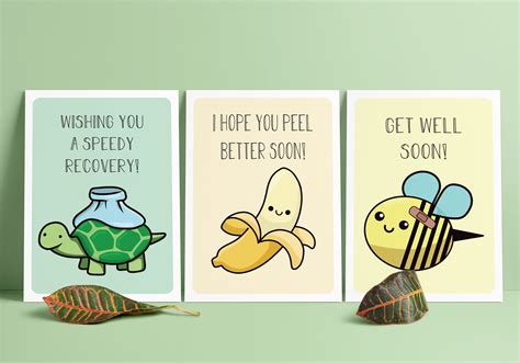 Multipack A6 Humorous Get Well Soon Pun Funny Greeting Cards Free