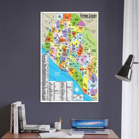 Orange County Zip Code Map Zip Codes Colorized Poster Prints Etsy