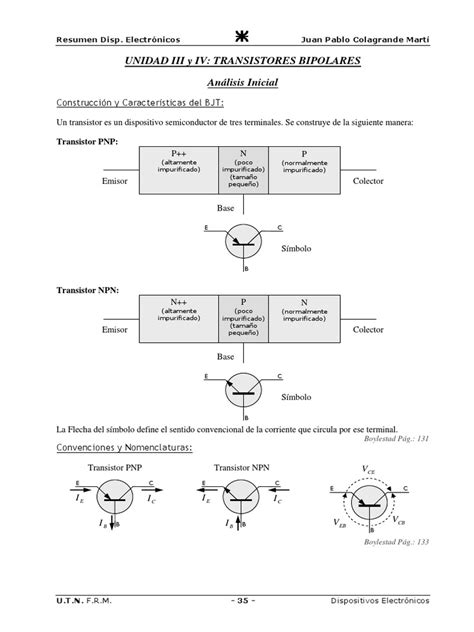 Transistores Bipolares Análisis Y Funcionamiento Pdf Transistor