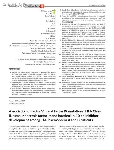 Association Of Factor Viii And Factor Ix Haemophilia