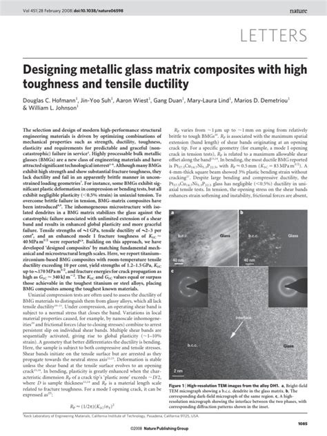 Designing Metallic Glass Matrix Composites With High Pdf Fracture