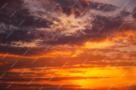 Premium Photo Fiery Orange And Red Dramatic Sunset Sky Beautiful