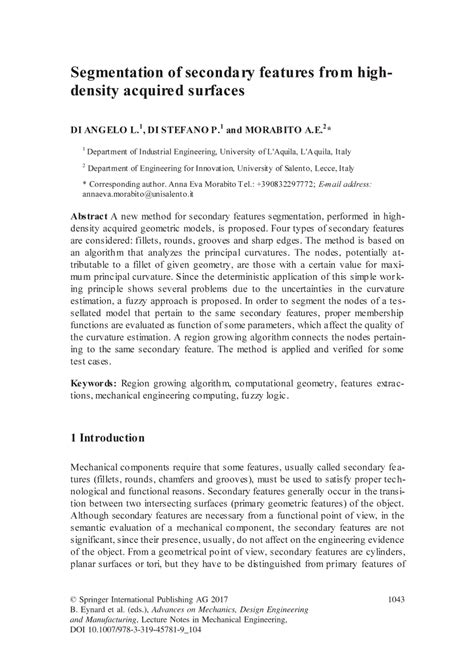Pdf Segmentation Of Secondary Features From High Density Acquired