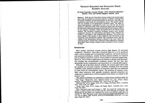 PDF Neumann Expansion For Stochastic Finite Element Analysis