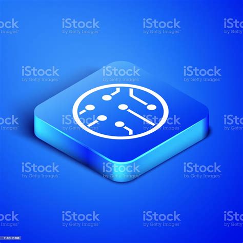Isometric Processor Icon Isolated On Blue Background Cpu Central Processing Unit Microchip