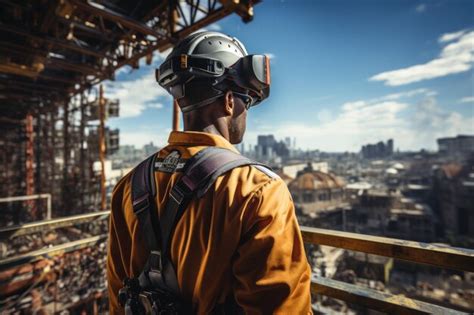 Premium Ai Image Builder Architecture Man Simulator With Vr On Construction Site Generate With Ai