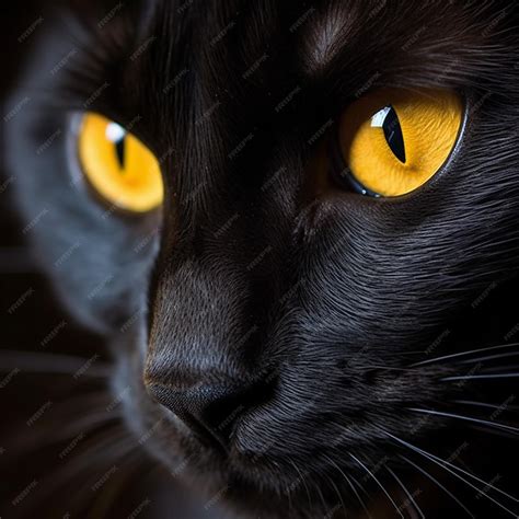Premium Ai Image Beautiful Black Cat With Golden Eyes