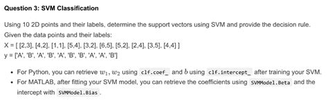 solved question 3 svm classification using 102d points and