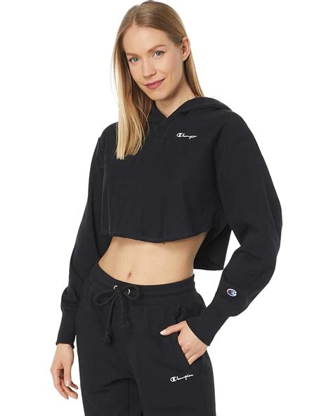 Womens Champion Reverse Weave French Terry Crop Curve Hem Hoodie 6pm