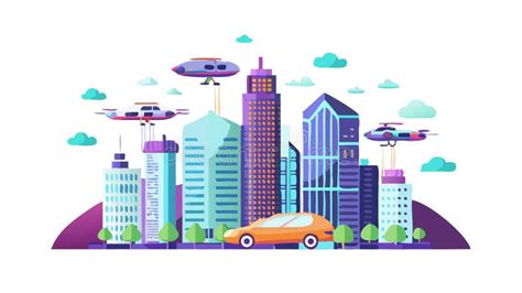 Future Smart Cityscape Technology And Urban Innovation Vector Design