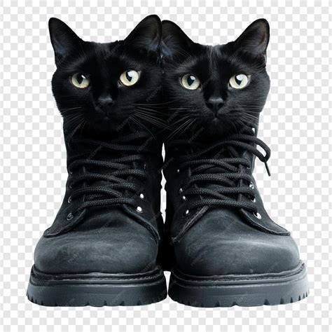 Two Black Cats Wearing Boots Premium Ai Generated Psd