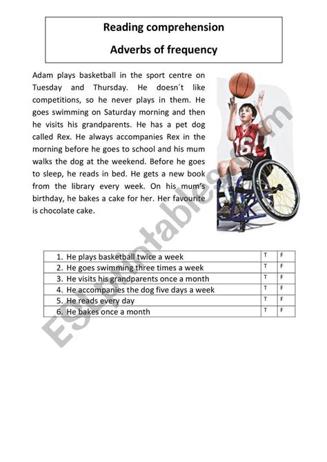Adverbs Of Frequency Reading Comprehension Esl Worksheet By