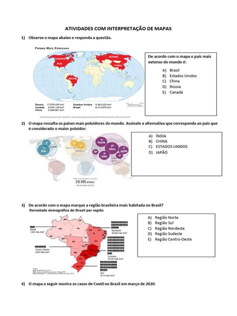 Atividade Interpretação De Mapas Pdf