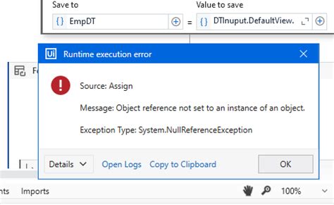 Run Time Error Object Reference Not Set To Instance StudioX UiPath Community Forum