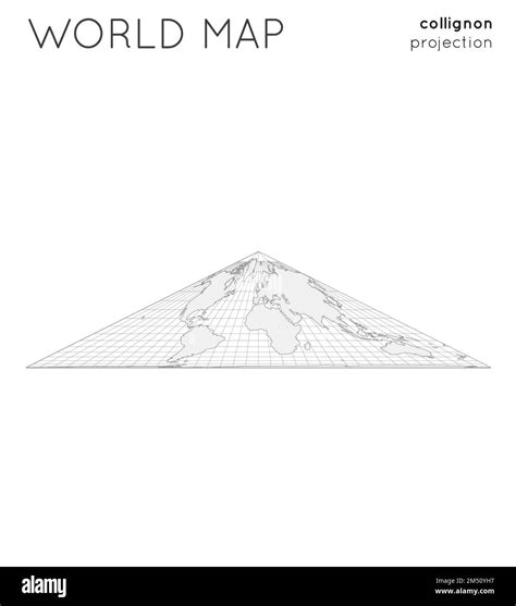 World Map Globe In Collignon Projection With Graticule Lines Style Outline Vector