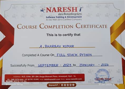 Bhargav Kumar On Linkedin I Completed Full Stack Python Course