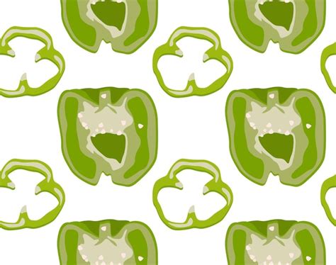 Premium Vector Pepper Cut In Half And A Piece Of Green Bell Pepper