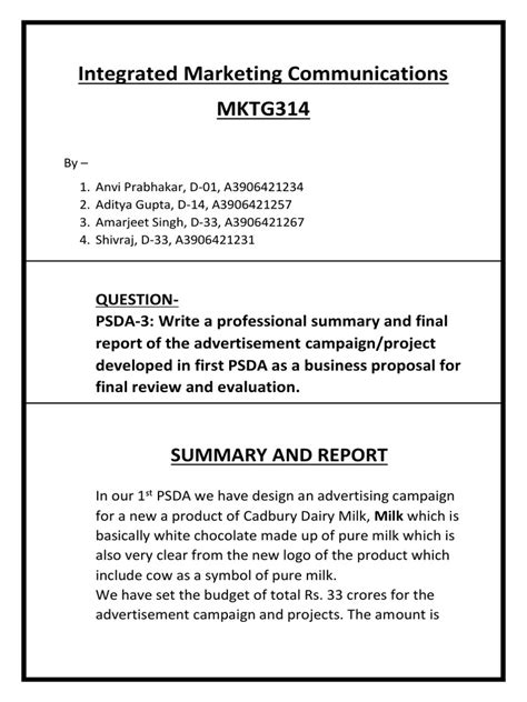 Integrated Marketing Communications Report Pdf Advertising Marketing