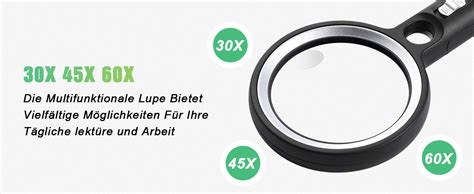 Lupe Mit Licht Mit 30 Led 30x 45x 60x Leselupe Mit Licht Groß 30 Fach