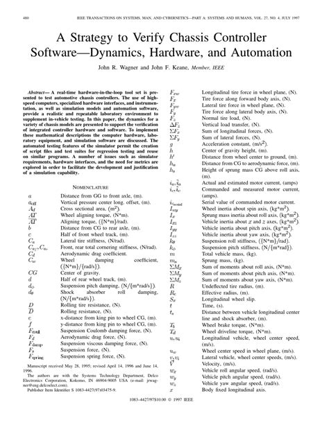 Pdf A Strategy To Verify Chassis Controller Software Dynamics