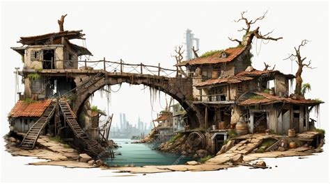 Un Fondo Aislado De Edificios En Ruinas Foto Premium