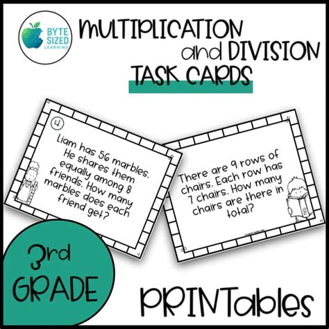 3rd Grade Math Task Cards Multiplication And Division Word Problems