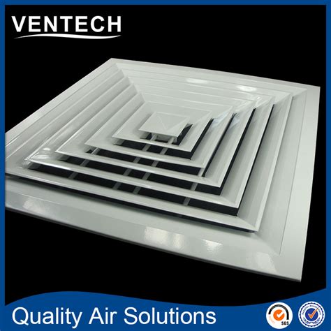 Aluminum 4 Way Directional Square Ceiling Diffuser Ventech Air