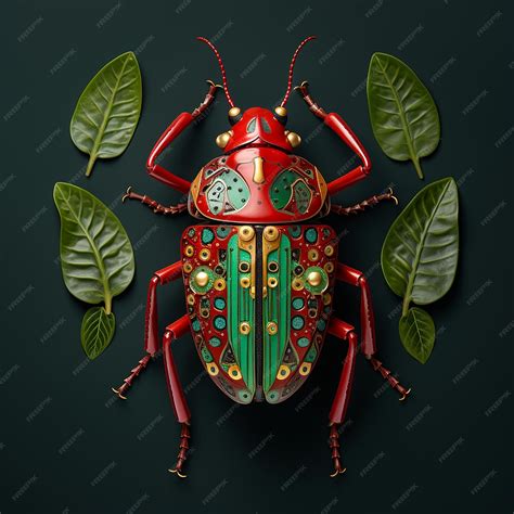 Un Dibujo Animado De Un Escarabajo Hormiga Roja Foto Premium