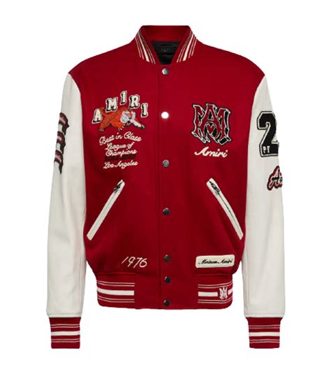 Amiri Red Logo Patch Varsity Jacket Whats On The Star