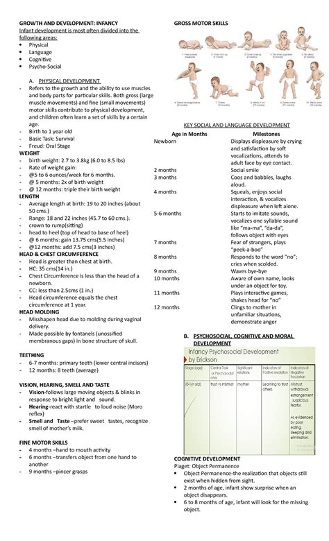 Infancy Growth And Development Key Milestones And Care Guidelines Studocu