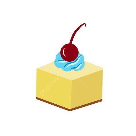 A Piece Of Sponge Cake With Cherry Sponge Cake Cake Illustration