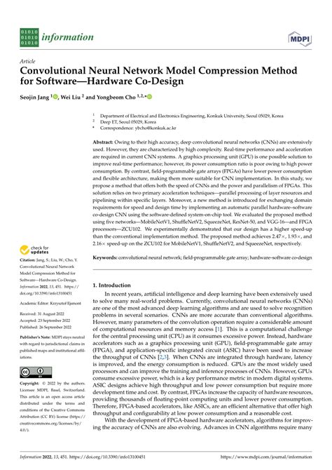 Pdf Convolutional Neural Network Model Compression Method For Software—hardware Co Design