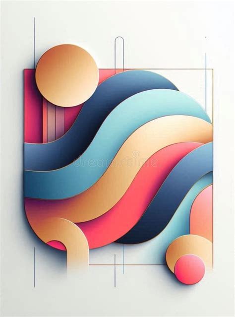 Modern Geometric Abstract Art With Vibrant Colors And Shapes Stock