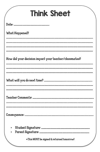 22 Free Printable Behavior Reflection Sheet Templates Template Republic