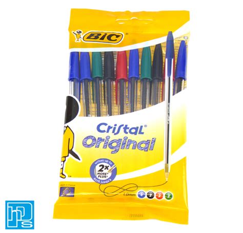 Bic Crystal Original Pens Assorted Pack Of 10 Hps Supplies Ltd Office
