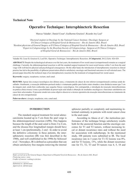 Pdf Operative Technique Intersphincteric Resection