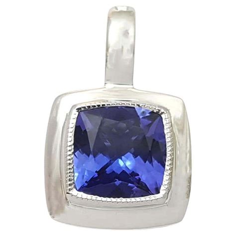 Tanzanite With Diamond Pendant Set In 18k White Gold Settings For Sale
