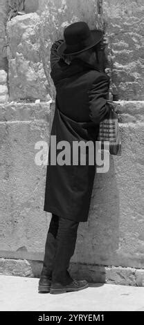 Hassidic Jew Prays At The Western Wall Wailing Wall Or Kotel An