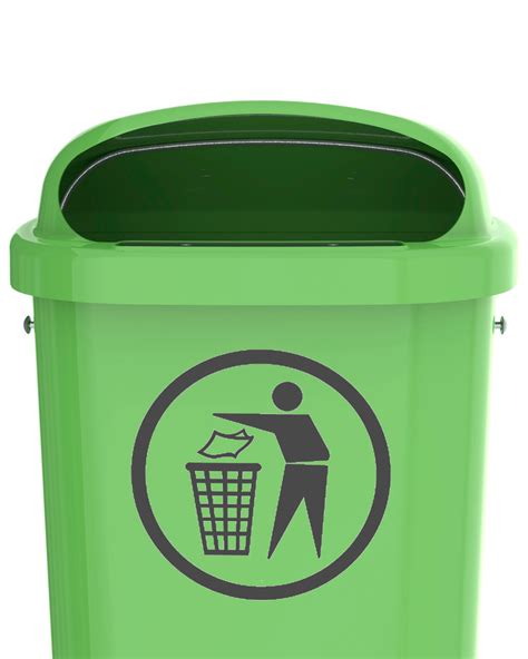 Polyethylene Waste Bin Pe For Wall Mounting 50 Litre Volume Green