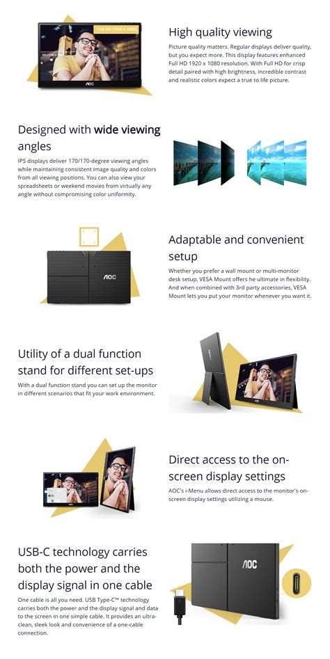 Aoc 15 6in Fhd Ips Usb C Portable Monitor 16t3e Au