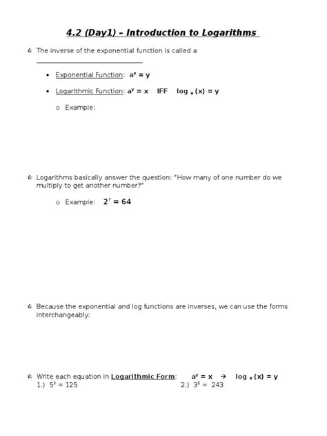 Pdf Logarithms Notes Dokumentips