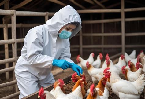 A Person In A Chicken Coop With Chickens In The Background Premium AI Generated Image