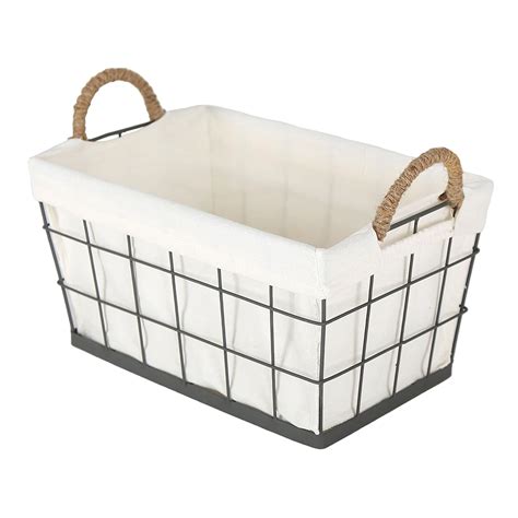 Lined Rectangle Wire Storage Basket Large