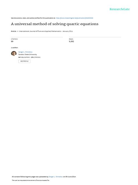 Quartics Pdf Equations Quadratic Equation