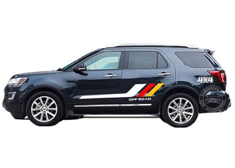 2 Pcs Graphics Car Sticker Decal For Ford Explorer 4x4 Side Door Racing