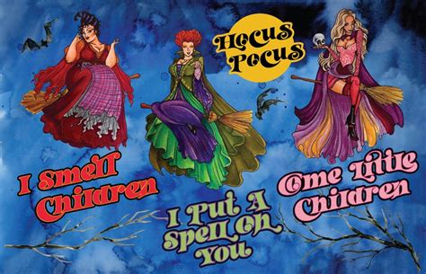 Hocus Pocus Hand Drawn Clipart Watercolor Halloween Digital Download