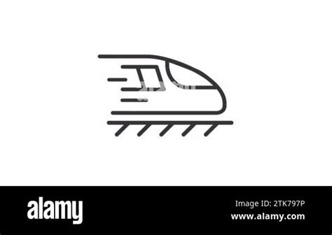Animated Train Linear Icon Rail Road Passenger And Cargo