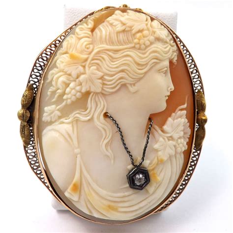 Victorian Cameo With Diamond Brooch Cameo Brooch Antique Jewelry